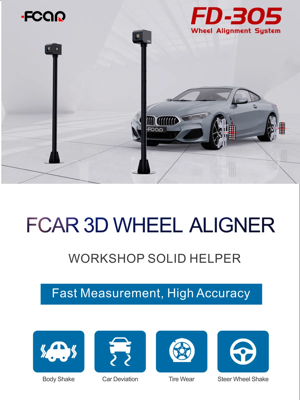 3D wheel aligner no beam no calibration FCAR FD-305 portable aligner ...